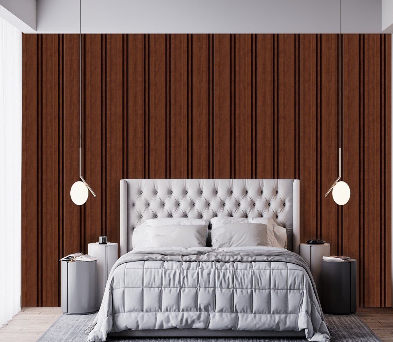 Papel de Parede Estilo Ripado de Madeira Mogno 12m | MadeiraMadeira