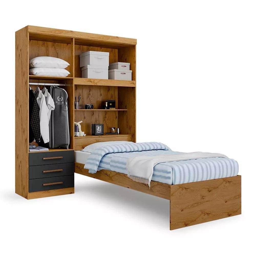 Guarda Roupa com Cama de Solteiro | MadeiraMadeira