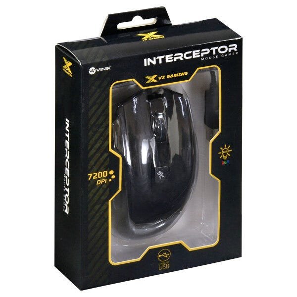 MOUSE GAMER VX INTERCEPTOR 7200 DPI COM AJUSTE DE PESO | MadeiraMadeira