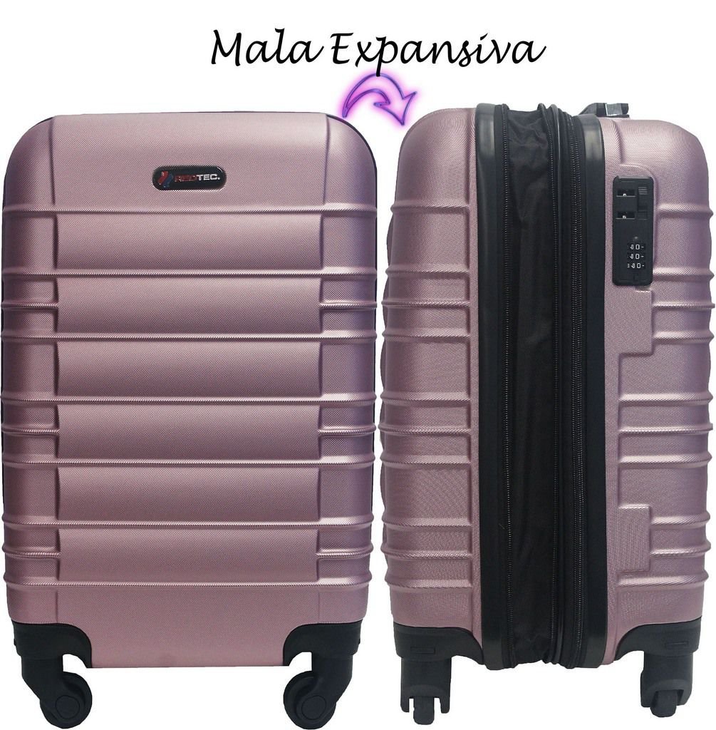 Mala Viagem de Bordo Expansiva Rosé Abs Rígida Pequena Original Redtec ...