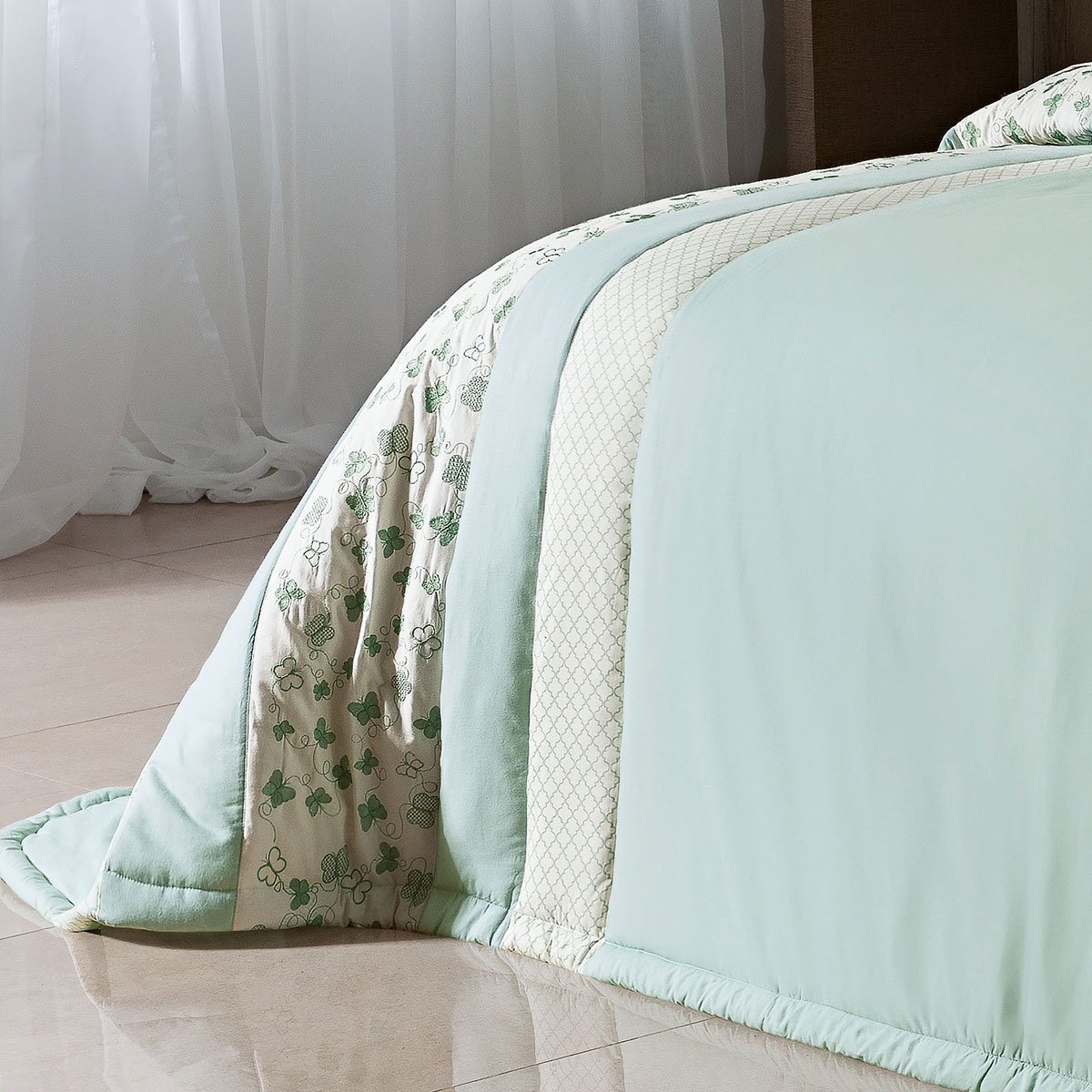 Kit Colcha Verde King Size Clara 200 Fios 100% Algodão 5 Peças 2,80m x ...