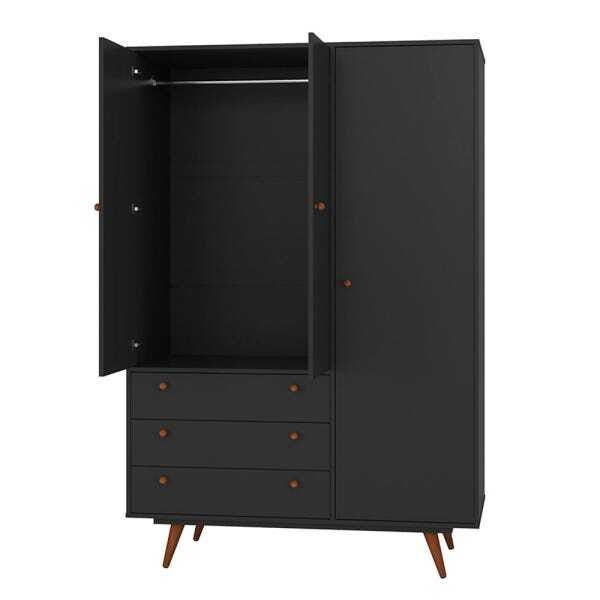 Guarda-Roupa Retrô 20 Preto Ac/Preto Ac | MadeiraMadeira