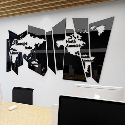 Espelho Decorativo Mapa Mundi - Espelhado Preto | MadeiraMadeira