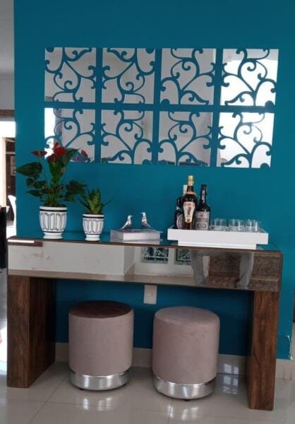 Kit 2 Puff Rosa com Rodapé Prata Ego.Decor | MadeiraMadeira