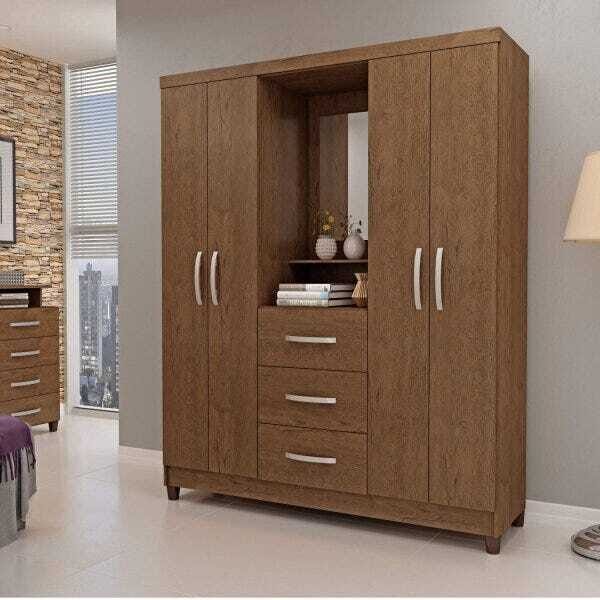 Guarda-Roupa Casal 1 Espelho e Penteadeira 4 Portas 3 Gavetas Ilhéus ...