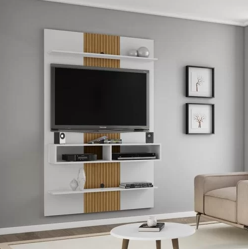 PAINEL PARA TVS DE ATÉ 47 POLEGADAS VEGA BRANCO/RIPADO | MadeiraMadeira