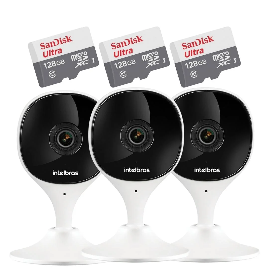 3 Câmeras Ip Wi-fi Full Hd Imx Mibo Intelbras + Sd 128gb Ultra ...