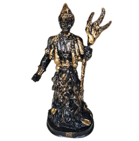 Exu Laroie Orixá Bronze Dourado Estátua Umbanda Candomblé | MadeiraMadeira