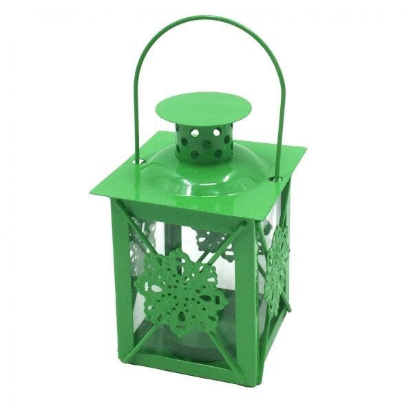 Lanterna Decorativa Quadrada em Metal e Vidro 15cmx7,5cm Isadora Design ...