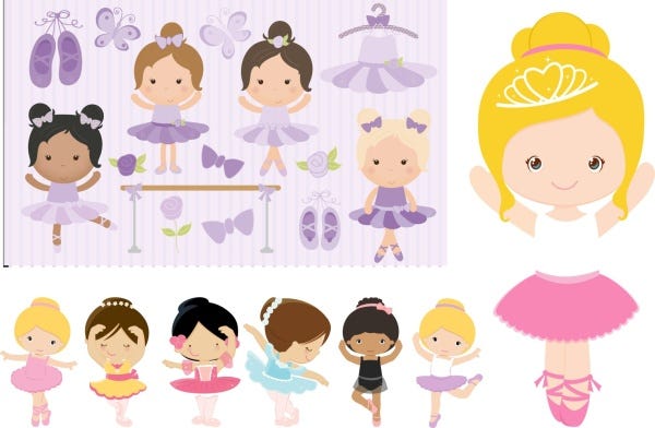 Kit Painel Lona 1,50x1,00m e Displays Bailarinas 02 | MadeiraMadeira