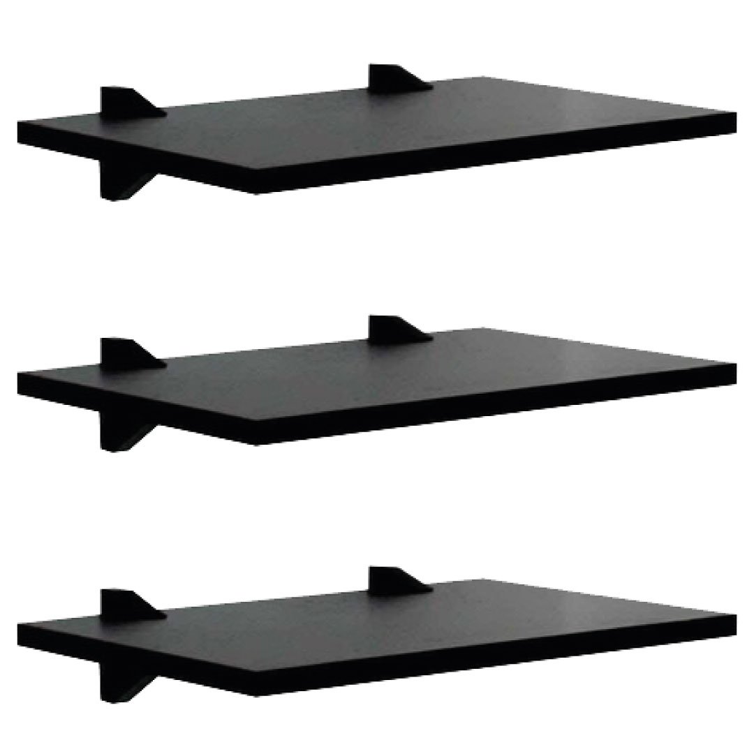 Kit 3 Prateleira Madeira Suporte de Parede MDF Preto 26x19cm com ...