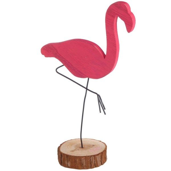 Flamingo Grande em Madeira para Decoração - 29,5 cm | MadeiraMadeira