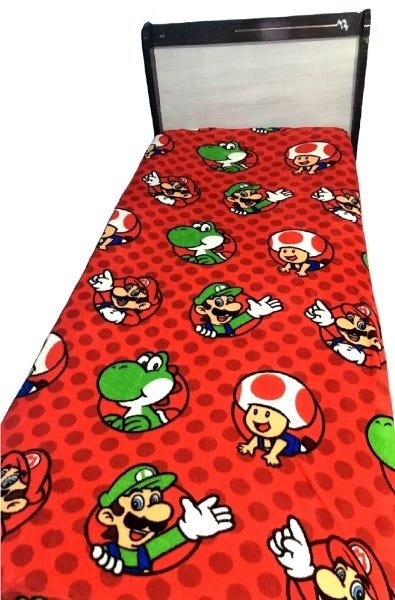 Manta Solteiro Inverno Vermelha Super Mario Bros Nintendo | MadeiraMadeira