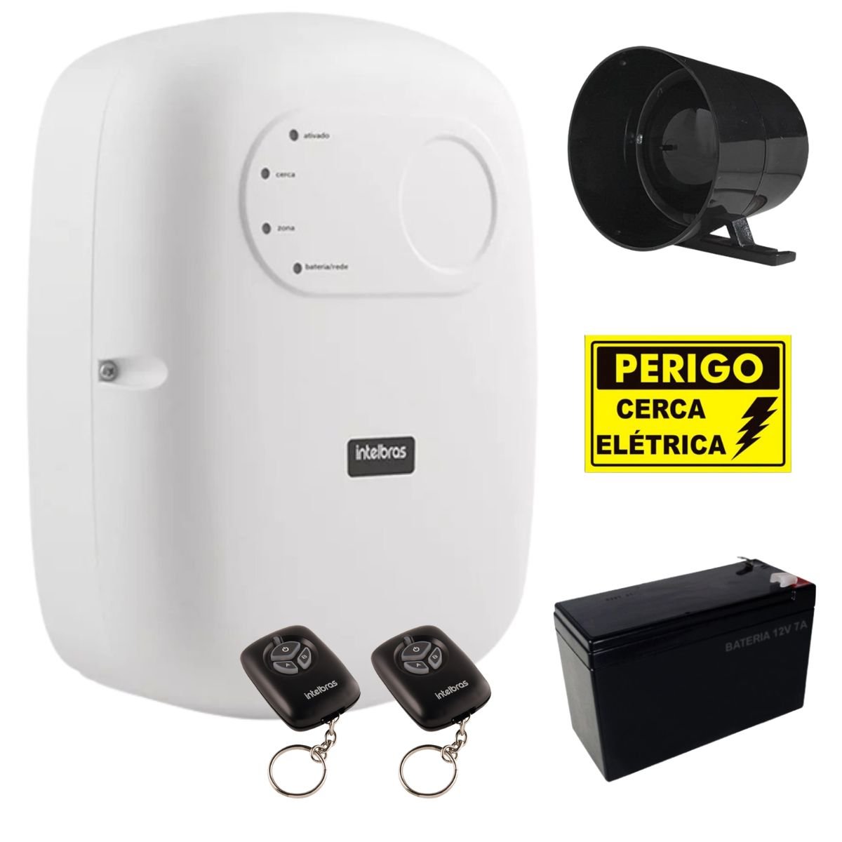 Central Choque Cerca Elétrica Intelbras Elc 5003 Sirene Bateria e 2 ...