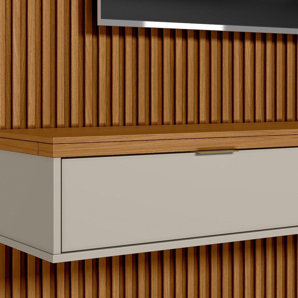 Conjunto Painel Ripado 2.2 c/ Nicho e Prateleira p/ TV até 75'' - Linea ...