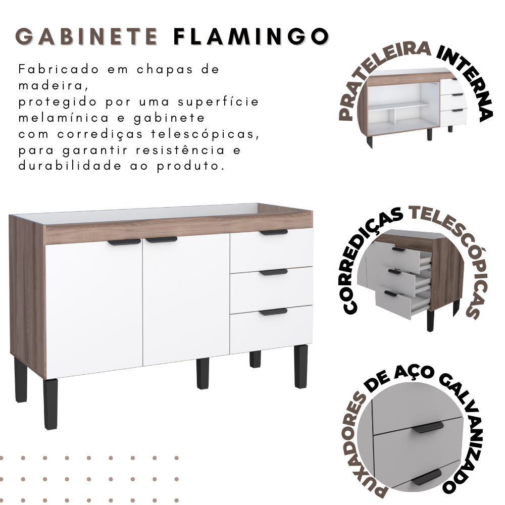 Gabinete em Madeira Flamingo Cozinha 1,50 Tamarindo Branco Cozimax ...