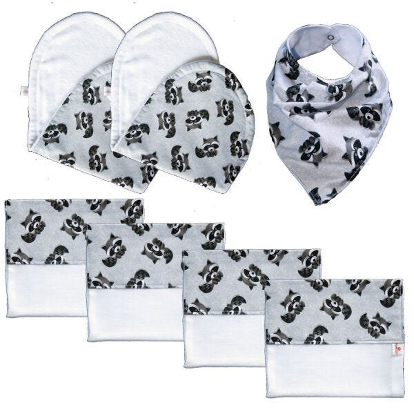 Jogo 7 Peças Pano Ombro e Bandana e Fraldas Boca - MEEKO | MadeiraMadeira