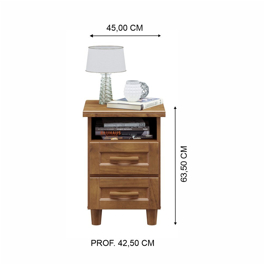Mesa de Cabeceira 2 Gavetas Berlin Imbuia - Cavazotto | MadeiraMadeira