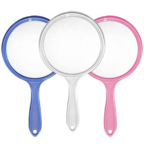 Kit Com 3 Espelho De Mão Em Acrílico Duplo Com Aumento | MadeiraMadeira