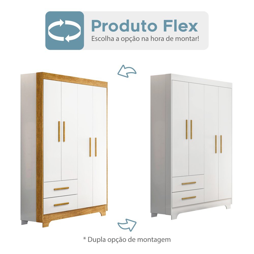 Guarda-Roupa Roupeiro Star 4 Portas 2 Gavetas Tigus Baby - Flex Color ...