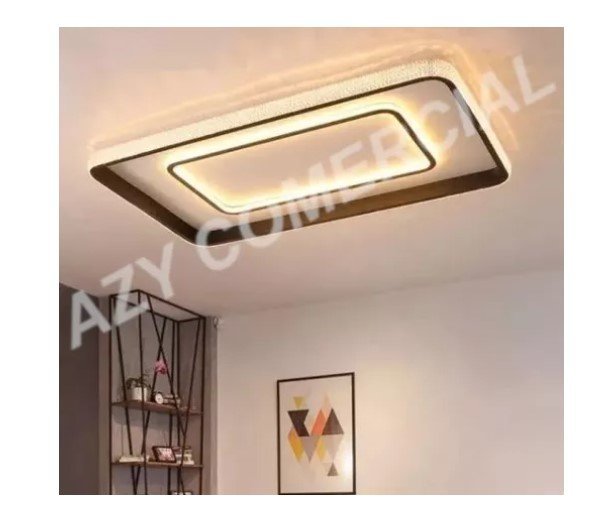 Lustre Clean Retangular Moderno 70x40x18 + Controle Remoto | MadeiraMadeira