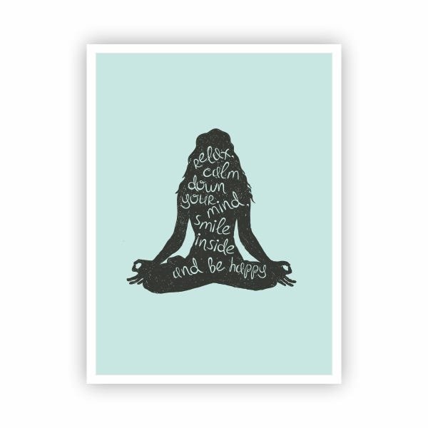 Quadro Namastê Azul Yoga - Ioga - Meditação Moldura Branca | MadeiraMadeira