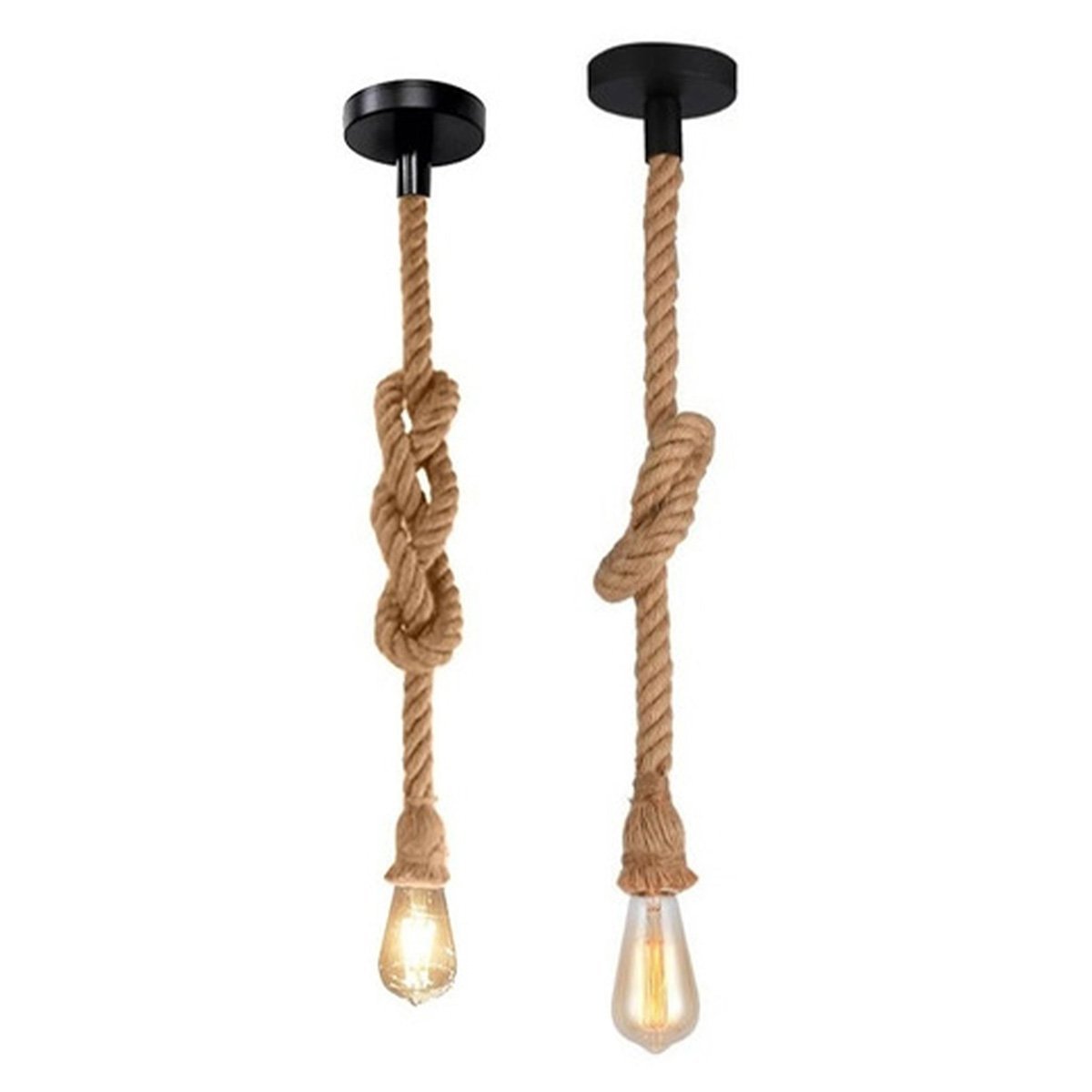 Luminaria Pendente Retor Corda Sisal Kit 2 Uni E27 Iluminaçao Retro ...