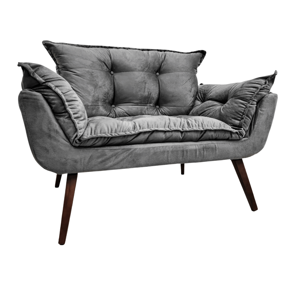 Poltrona Namoradeira Bela Opala Veludo Cinza (Liz Maria Decor ...