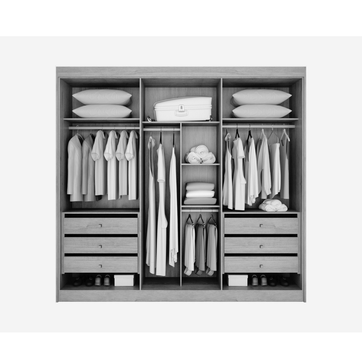 Guarda Roupa Casal Com Espelho 6 portas 6 Gavetas 100% MDF Diamante ...