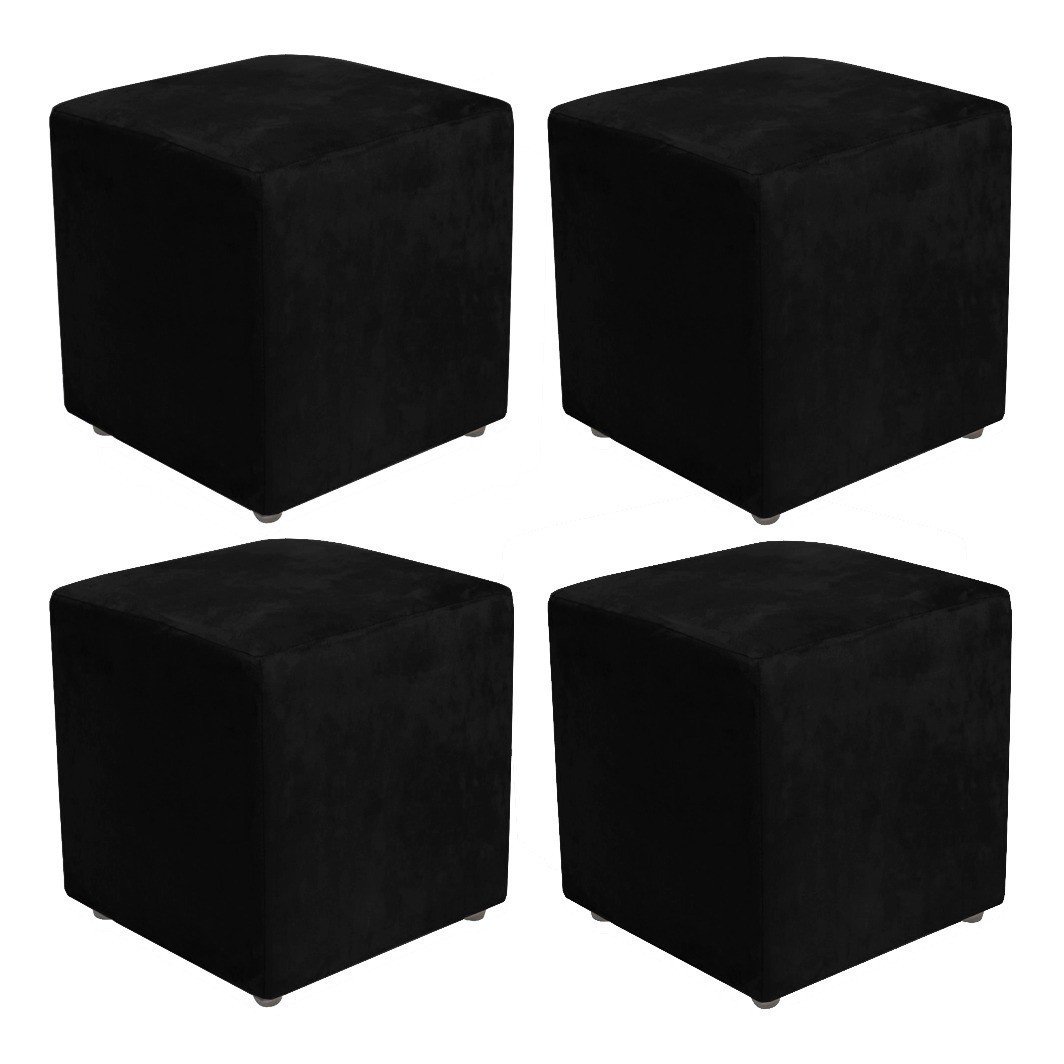 - KIT com 4 Puffs Quadrado Suede Rafa Decor- | MadeiraMadeira