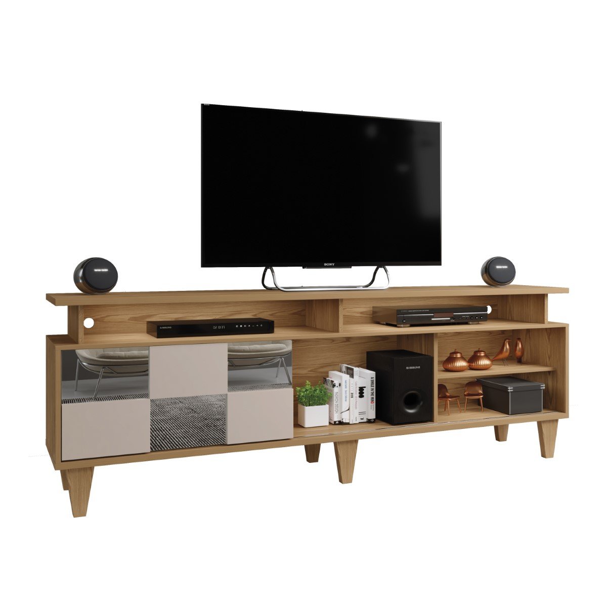 Rack para TV até 65 Polegadas Atlanta Mavaular Damasco/Off | MadeiraMadeira