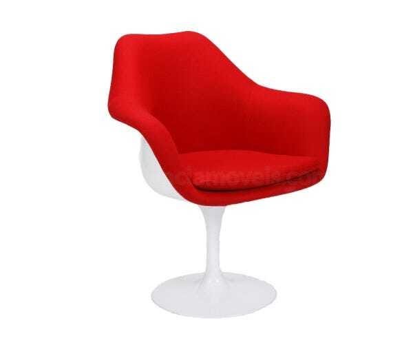 Cadeira Tulipa Saarinen com Braço Revestida Sued Vermelho | MadeiraMadeira
