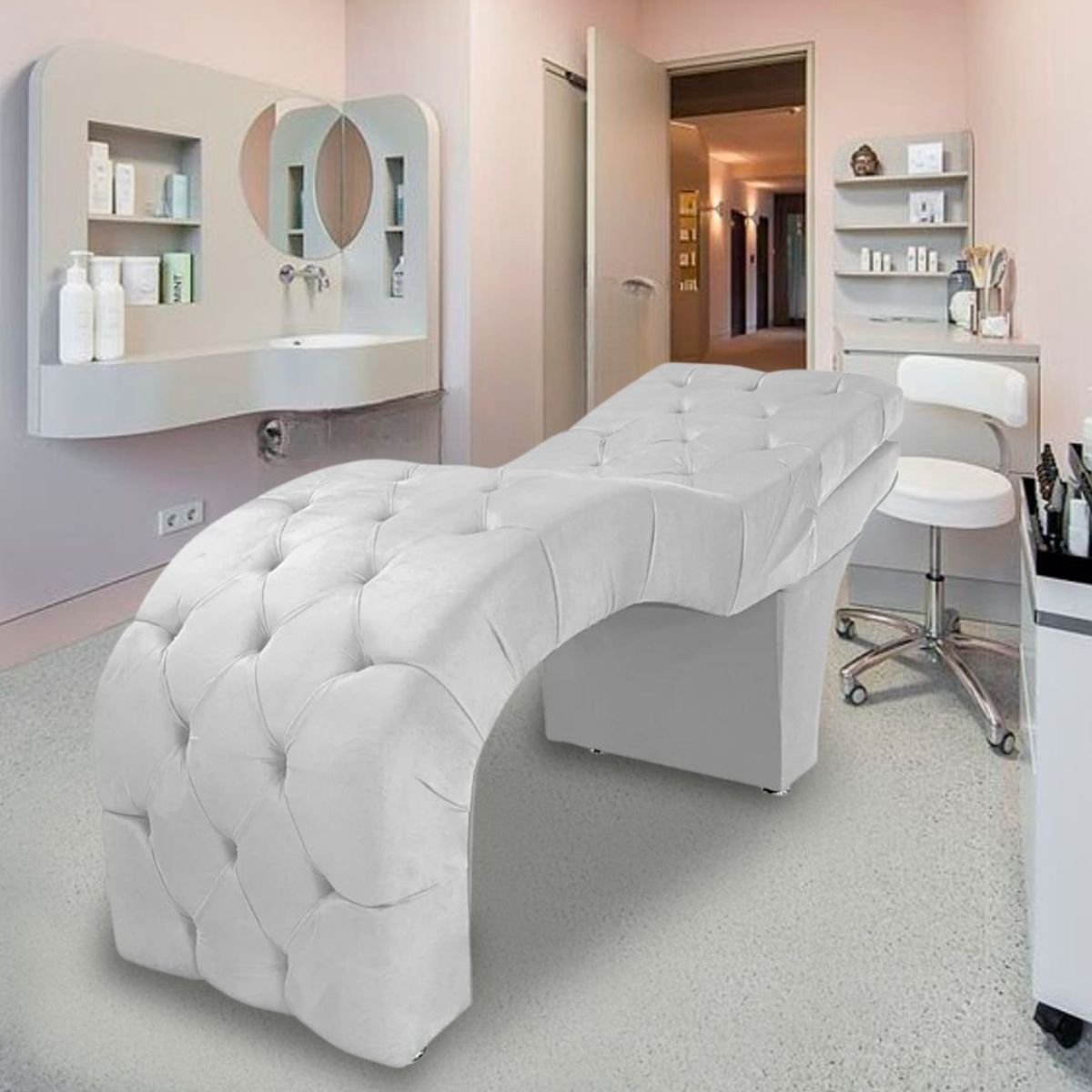 Maca Estética Estofada Reclinável Ergonômica Spa Veludo Yara:Branco ...