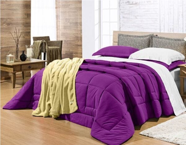 Edredom Natura Queen Malha Fio penteado 100% algodão- Roxo | MadeiraMadeira