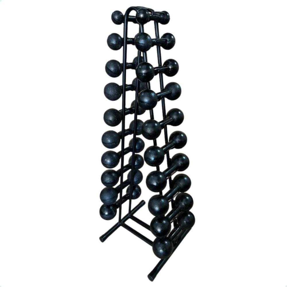 Torre Suporte + Halteres de Ferro Fundido Pares de 1 a 10kg | MadeiraMadeira