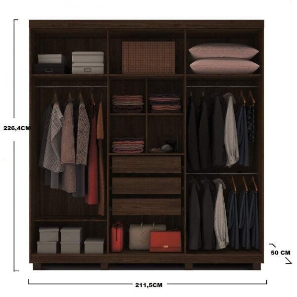 Guarda-Roupa Casal 6 Portas 3 Gavetas Paranoá Móveis Rimo | MadeiraMadeira