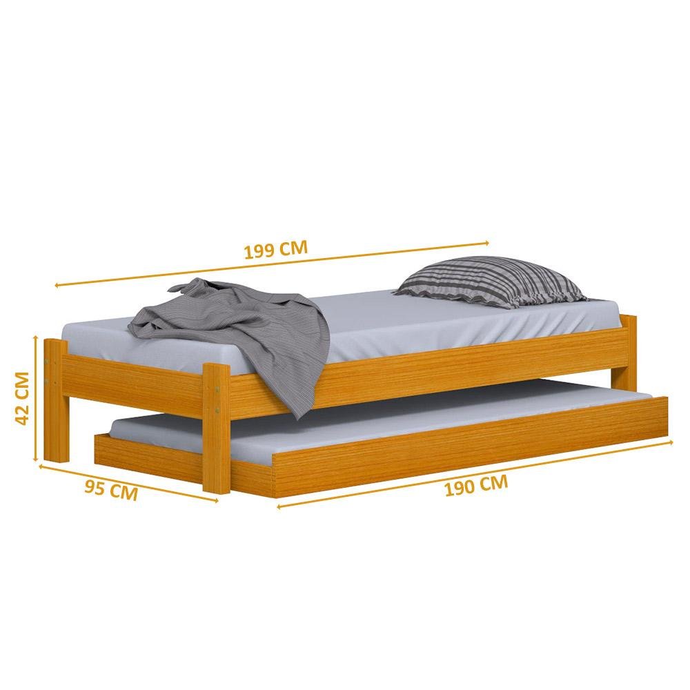 Cama Turca Em Madeira Maciça Com Auxiliar Solteiro Cerejeira Nemargi ...