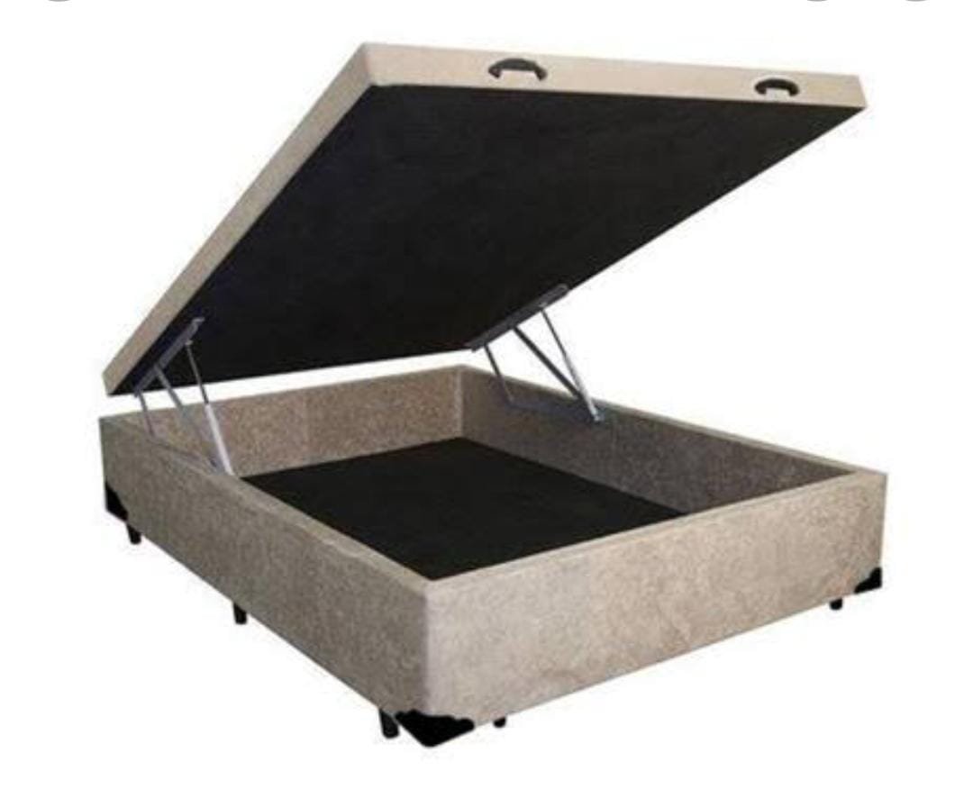 Base Box Bau Casal DT Box 42x138x188 Suede Bege | MadeiraMadeira