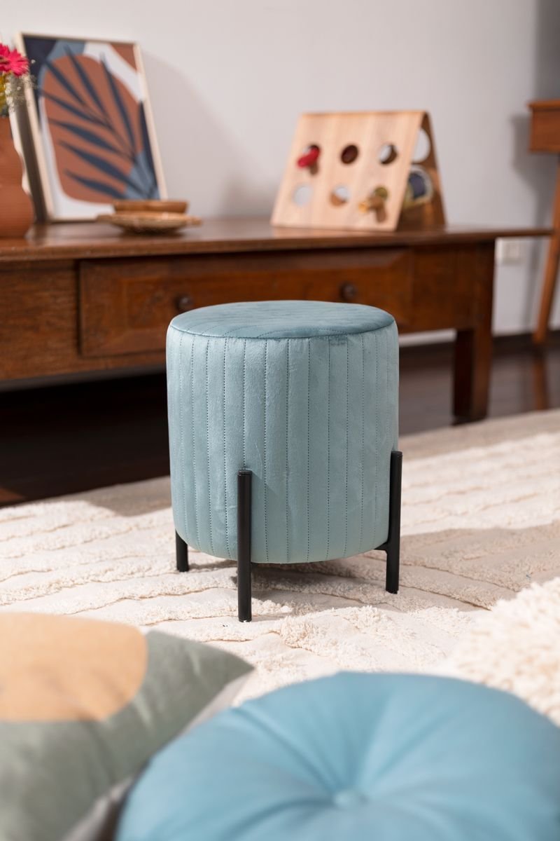 Puff de veludo azul | MadeiraMadeira
