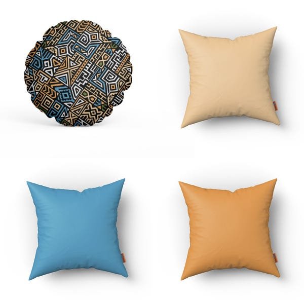 Kit 4 Almofáda Decorativa para Sofá Redonda / Quadrada | MadeiraMadeira