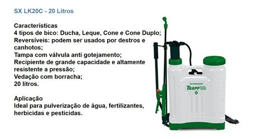 Trapp Pulverizador Costal Modelo SX-LK20C 20 LITROS | MadeiraMadeira