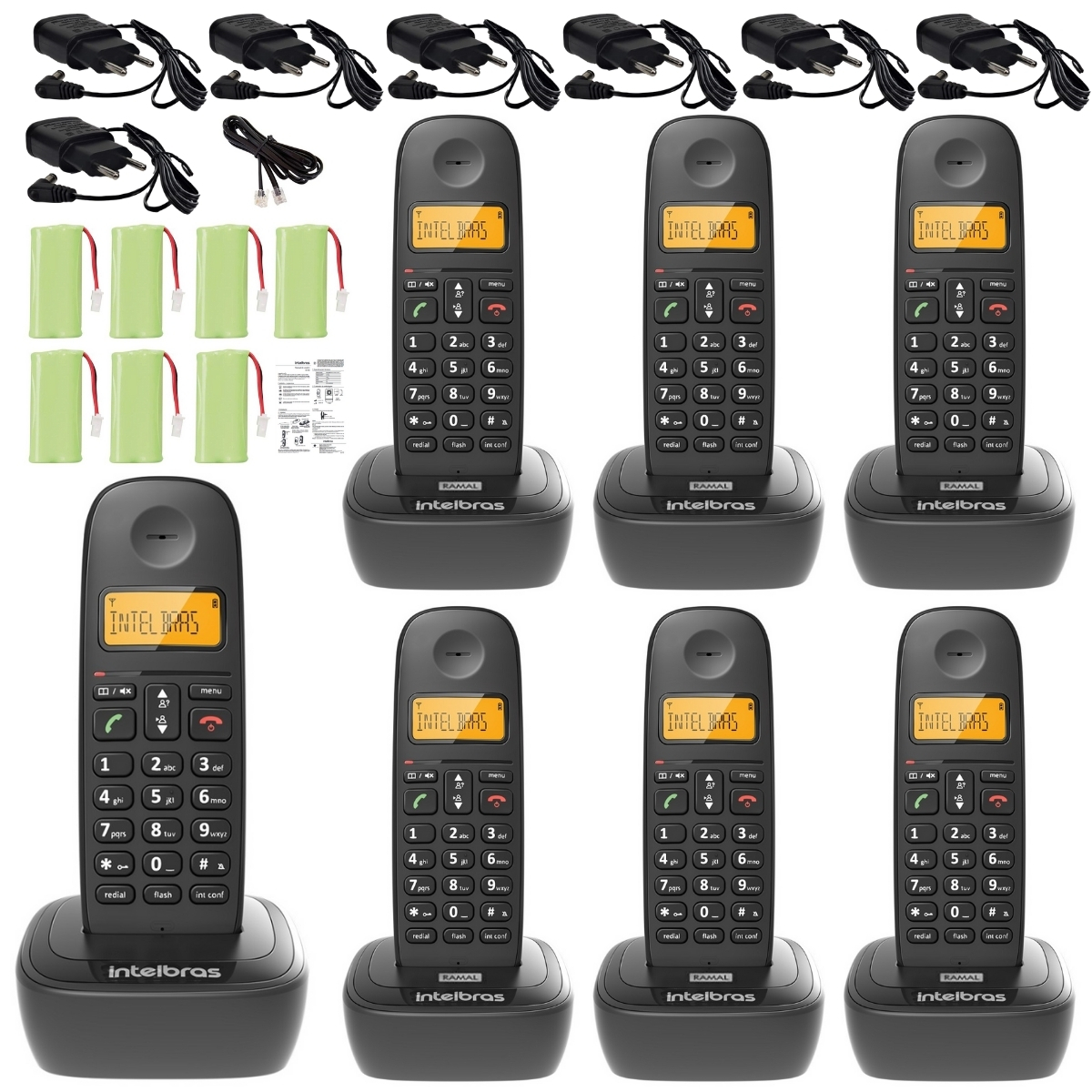 Combo Aparelho de Telefone Fixo sem Fio Digital Bina 6 Ramal ...