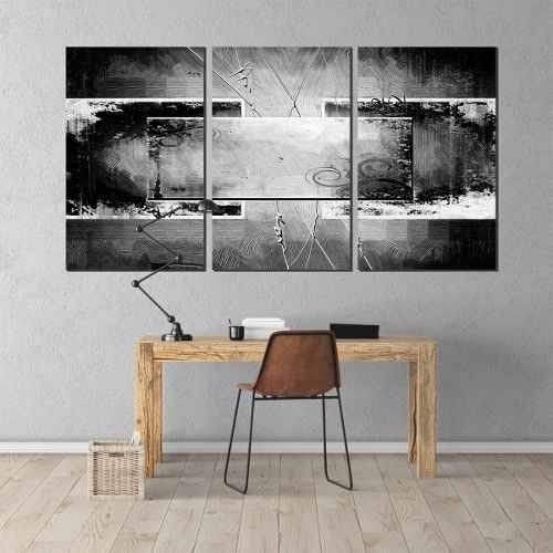 Quadro Decorativo Preto E Branco Pintura Abstrata Linhas | MadeiraMadeira