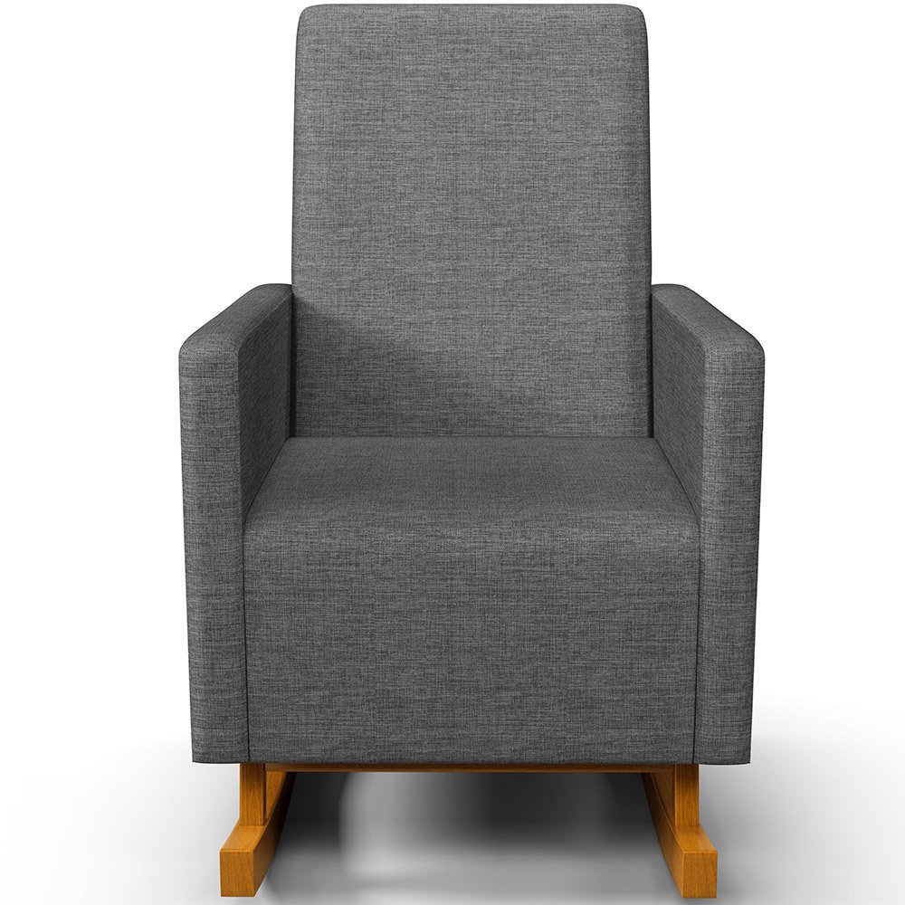 Poltrona de Amamentação com Balanço Ravena W01 Linho Cinza Escuro ...