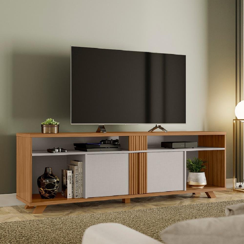 Rack Bancada para TV até 70 Polegadas 1,80m NT 1290 Freijó / Off White ...