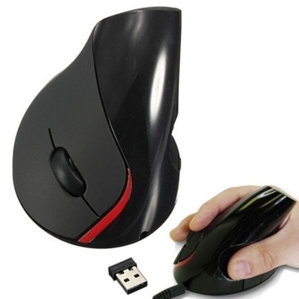 Mouse Óptico Vertical Ergonômico Previne Tendinite Preto | MadeiraMadeira