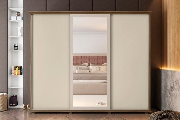 Guarda-Roupa Espanha Freijó com Off-White | MadeiraMadeira