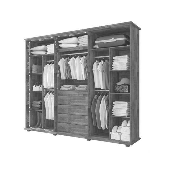 Guarda-Roupa Espanha Freijó com Off-White | MadeiraMadeira