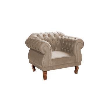 Poltrona Decorativa Chesterfield Realeza Suede Cappuccino | MadeiraMadeira