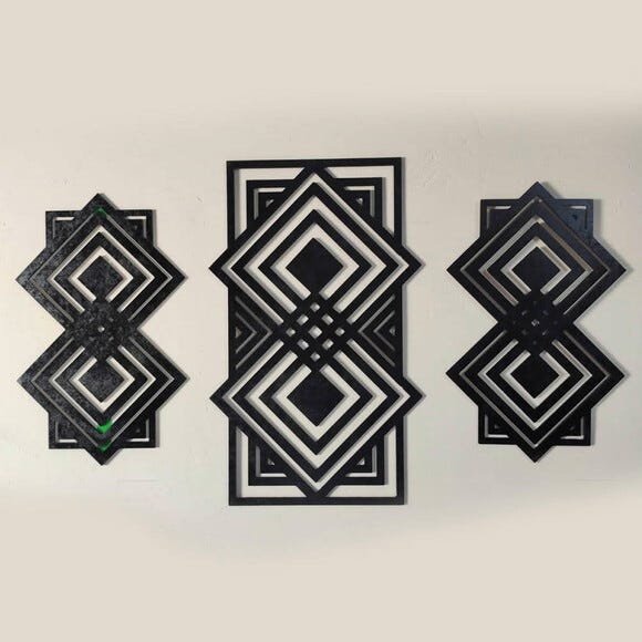 Kit Com 3 Quadros Decorativos em MDF - Diamond | MadeiraMadeira